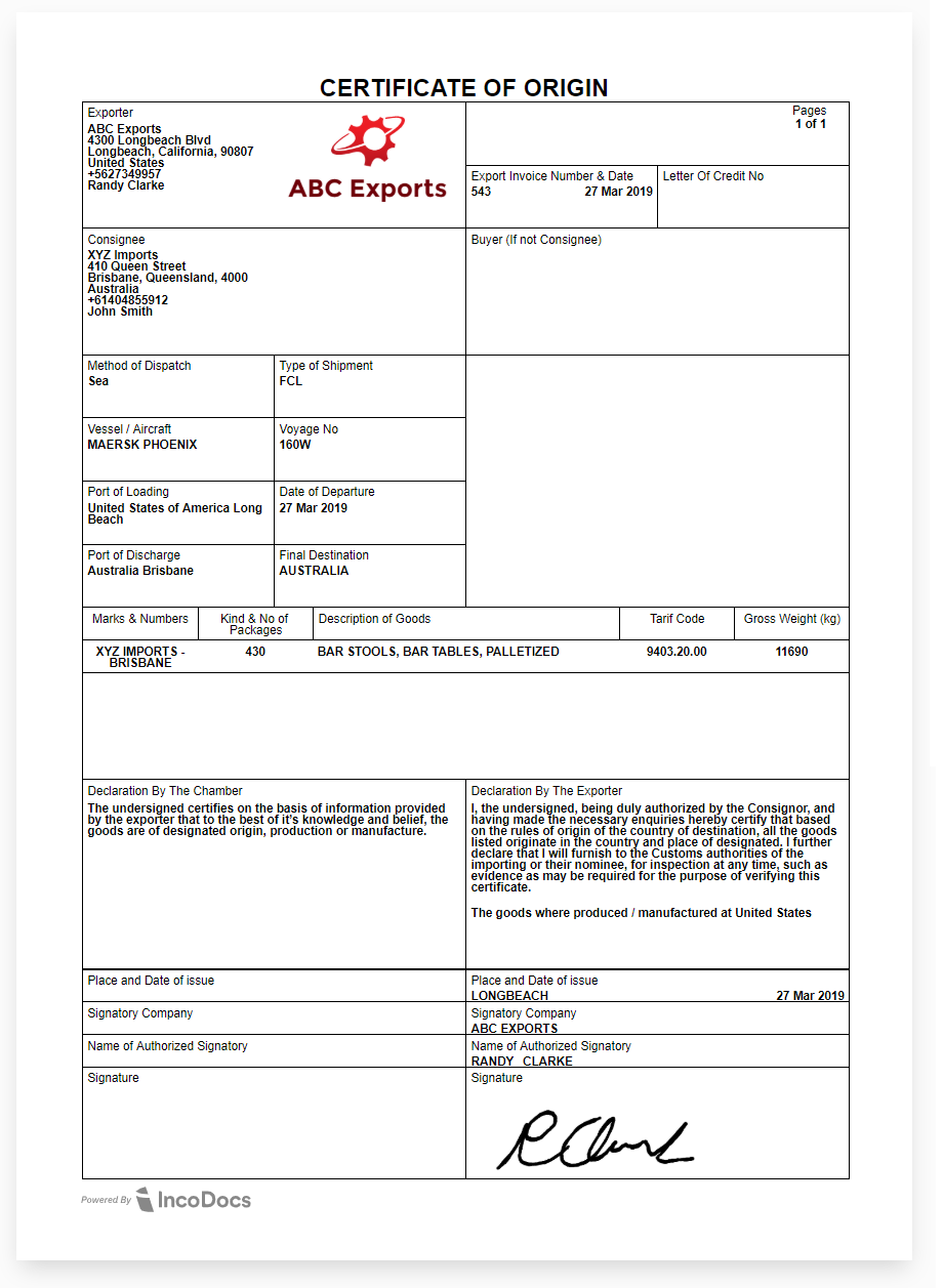 How to get a Certificate of Origin from a Chamber of Commerce