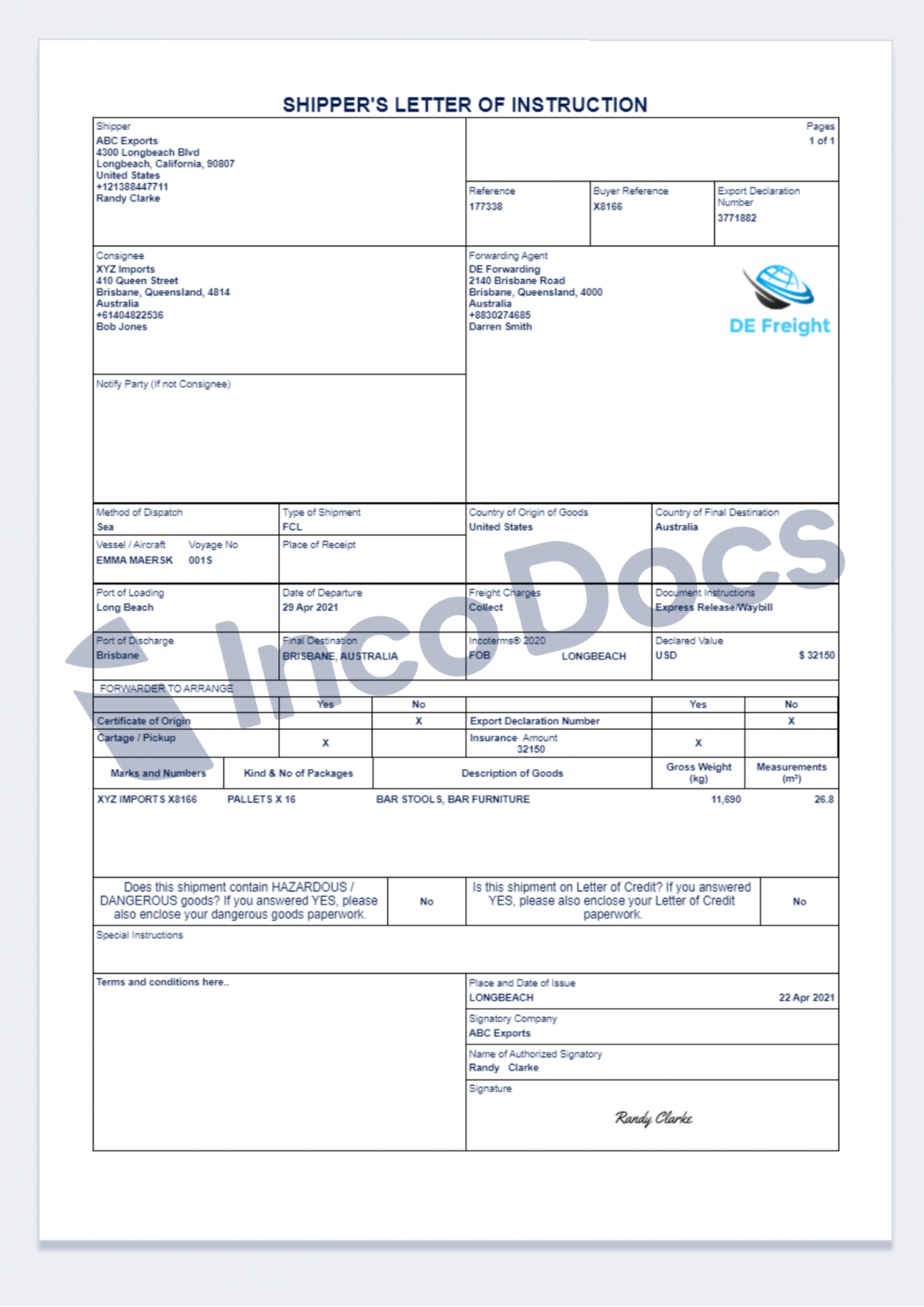 Create And Download A Shipper s Letters Of Instruction Document IncoDocs