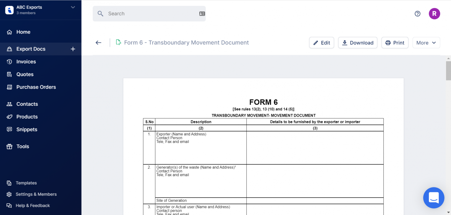 Create and Download a Form 6 Transboundary Movement Document for ...