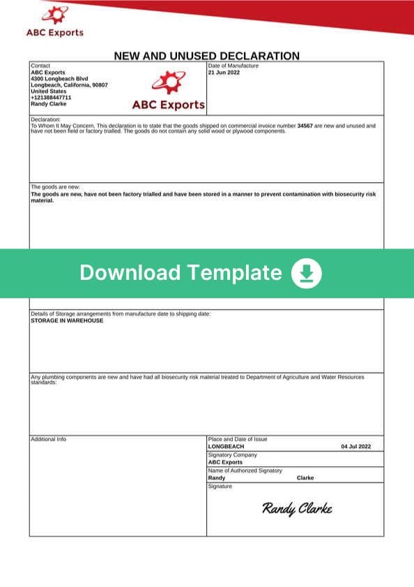 Create a New & Unused Declaration [Free Template] - IncoDocs